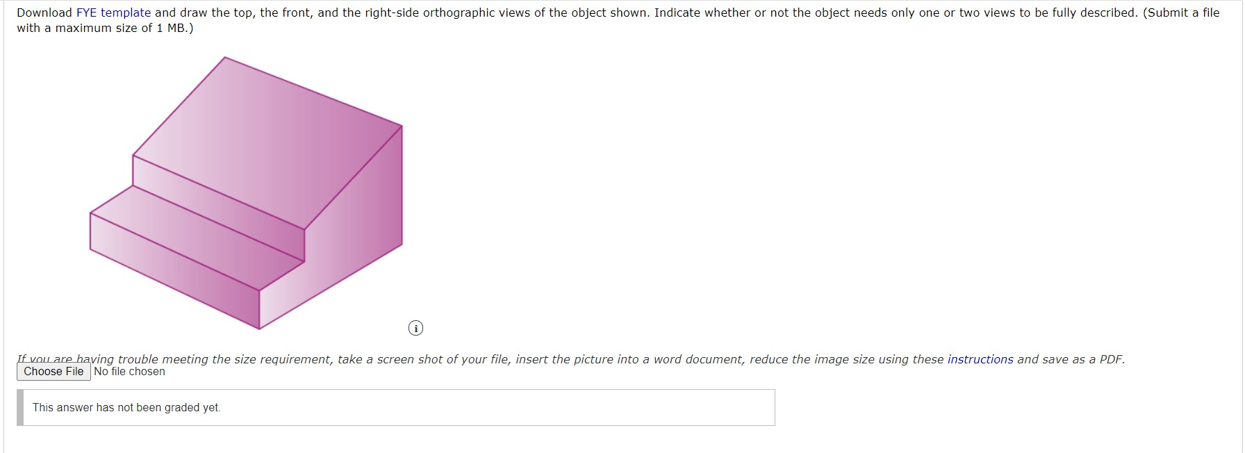 Solved Download FYE template and draw the top, the front, | Chegg.com