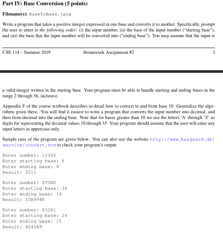 Solved Part Iv Base Conversion 5 Points Filenames