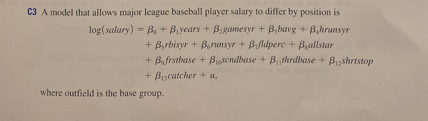 Solved C3 A model that allows major league baseball player | Chegg.com