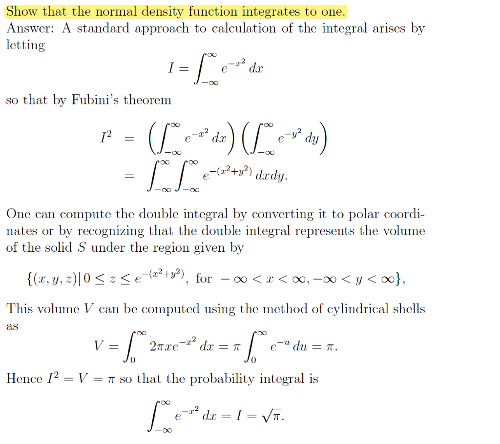Solved Show that the normal density function integrates to | Chegg.com