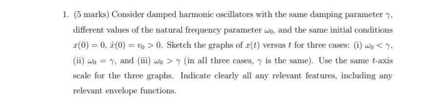 Solved 1. (5 marks) Consider damped harmonic oscillators | Chegg.com