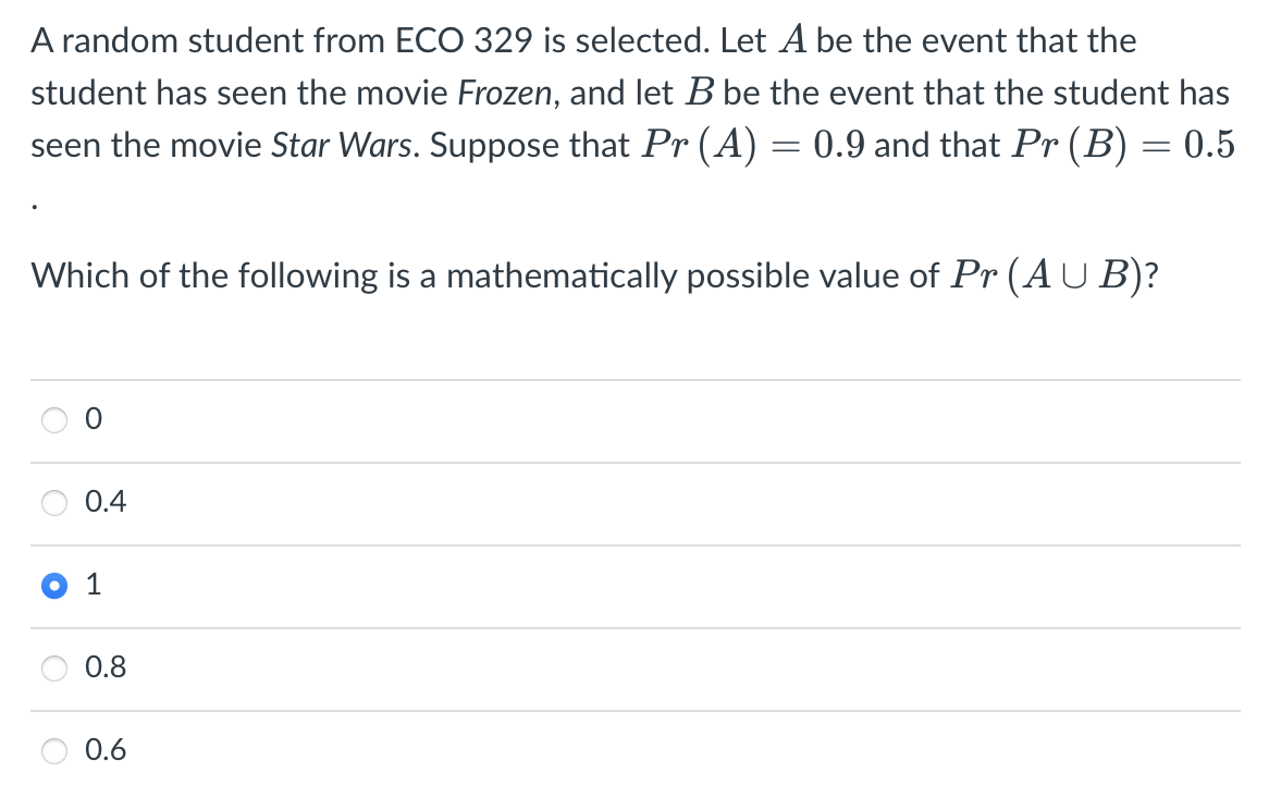 Solved A random student from ECO 329 is selected. Let A be | Chegg.com