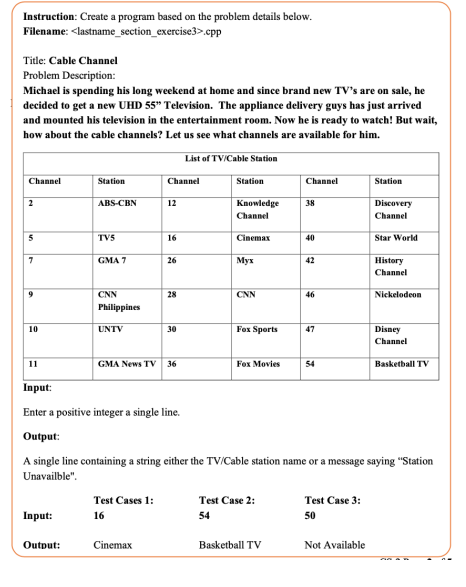 Solved Instruction: Create a program based on the problem | Chegg.com
