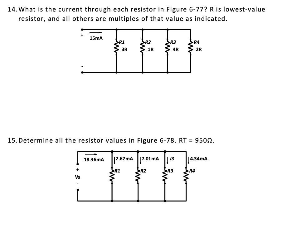 Solved 14. What is the current through each resistor in | Chegg.com