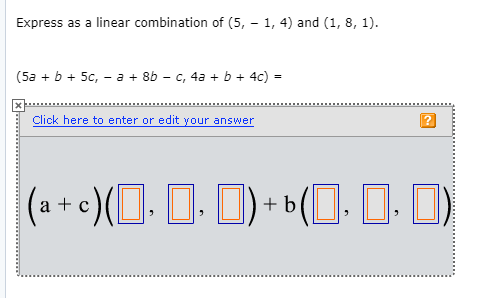 Solved Express (5a + b + 5c, − a + 8b − c, 4a + b + 4c) as a | Chegg.com