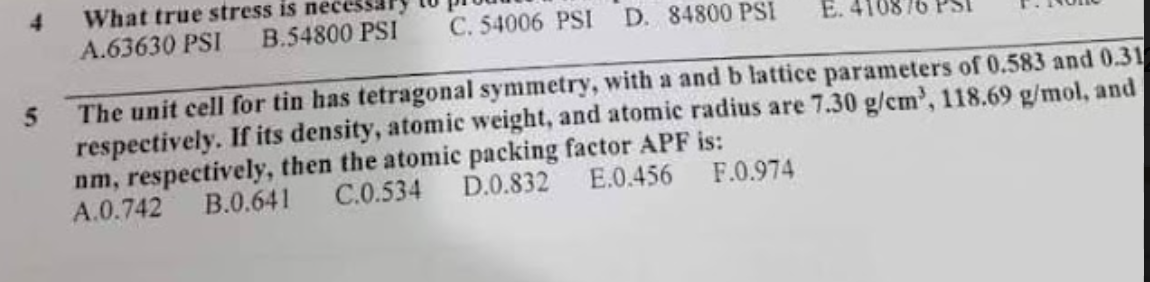 Solved 5 The unit cell for tin has tetragonal symmetry, with | Chegg.com