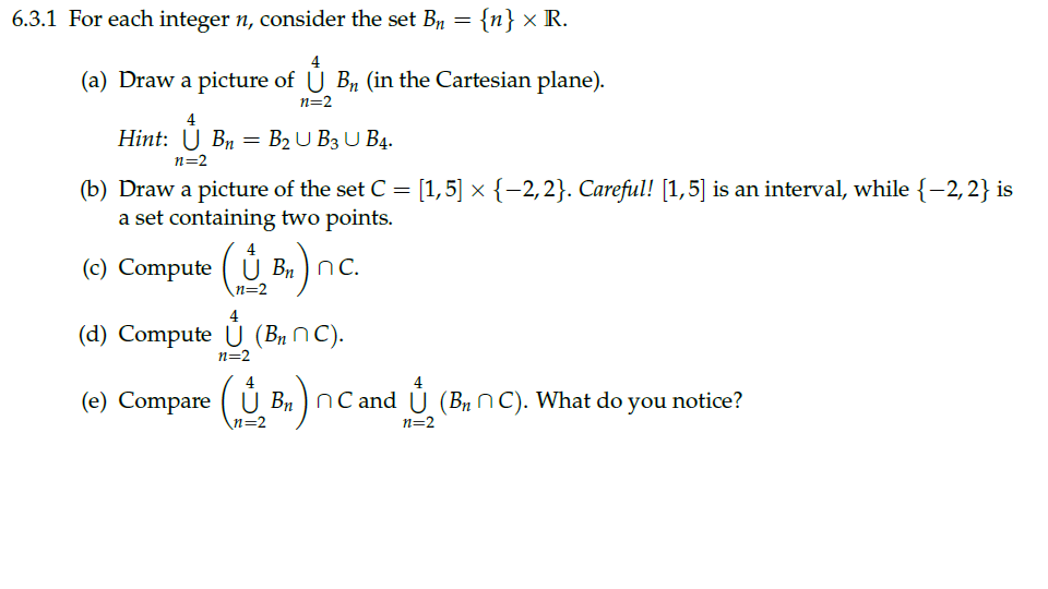 Solved 3.1 For each integer n, consider the set Bn={n}×R. | Chegg.com