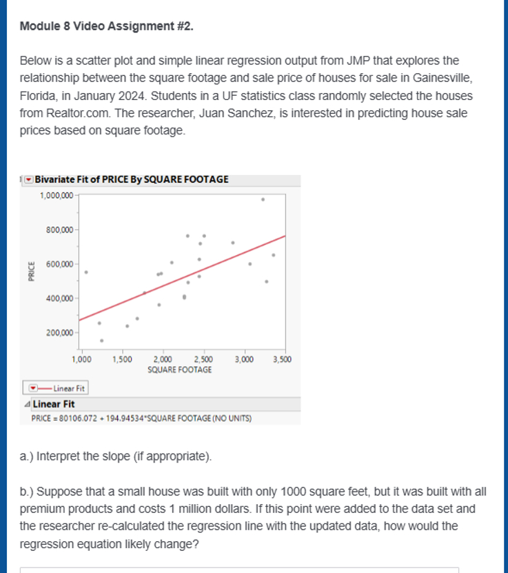 Solved Module 8 ﻿Video Assignment #2.Below is a scatter plot | Chegg.com