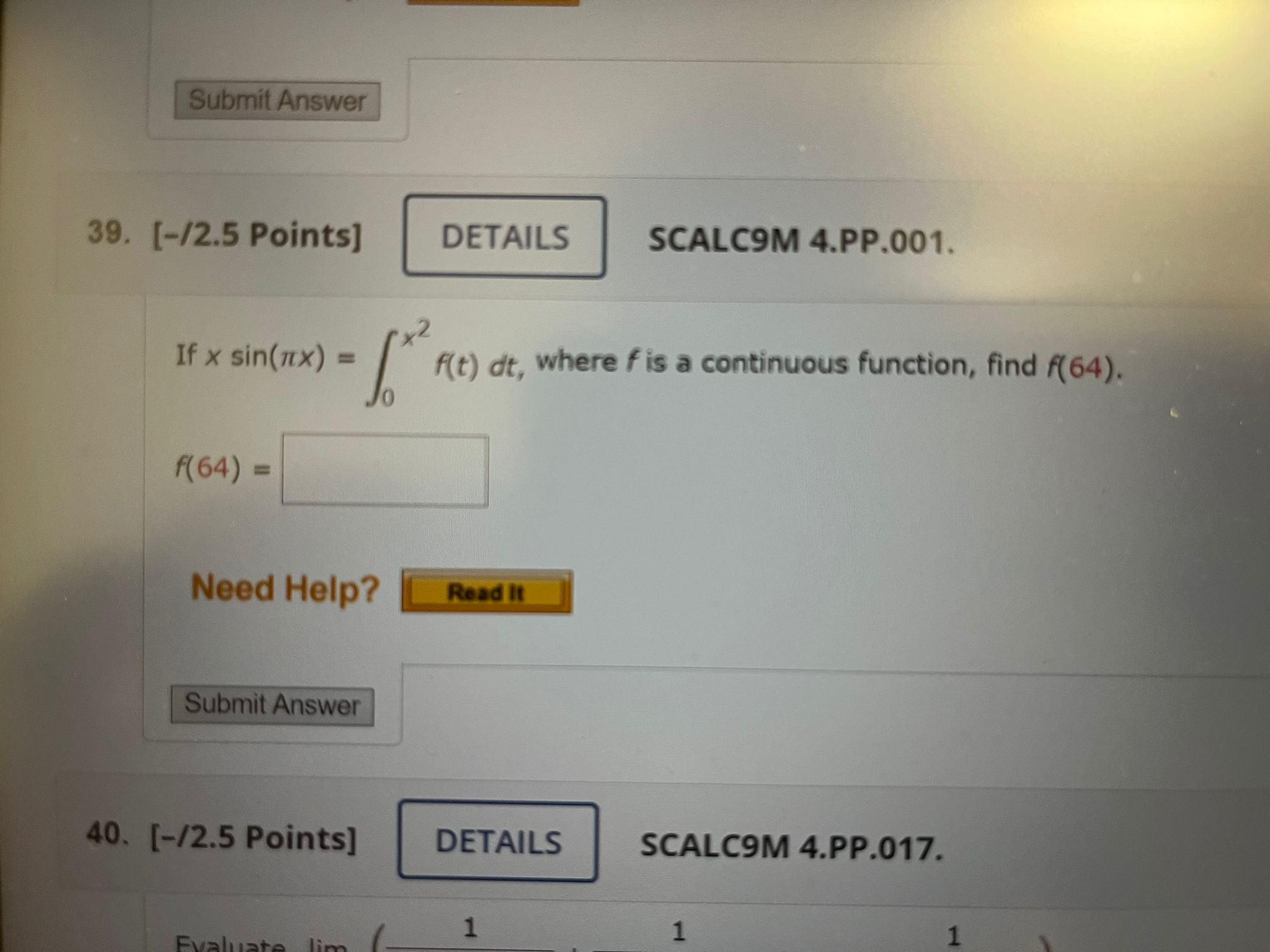 Solved If xsin(πx)=∫0x2f(t)dt, ﻿where f ﻿is a continuous | Chegg.com
