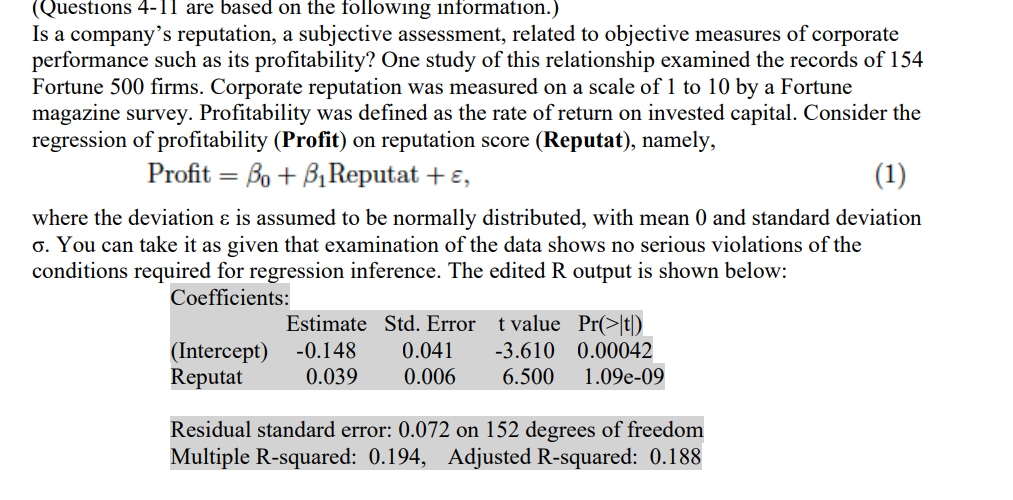 Solved (Questions 4-11 are based on the following | Chegg.com