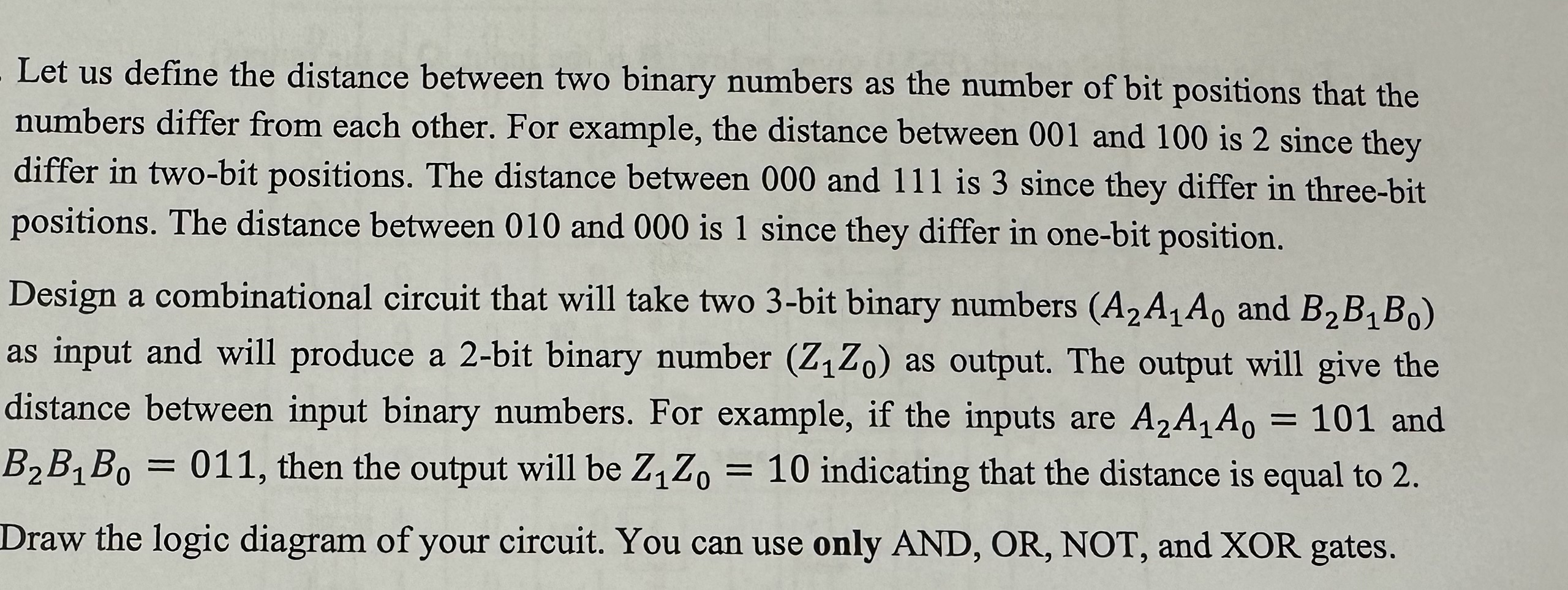 Let us define the distance between two binary numbers | Chegg.com