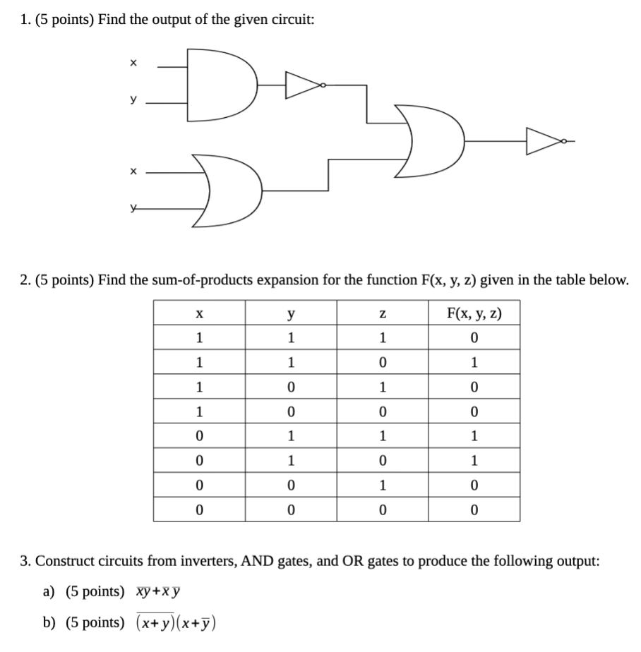 Solved 1. (5 points) Find the output of the given circuit: | Chegg.com