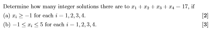 Solved Determine how many integer solutions there are to | Chegg.com