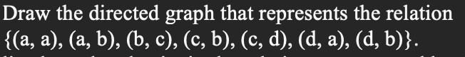 Solved Draw The Directed Graph That Represents The Relation