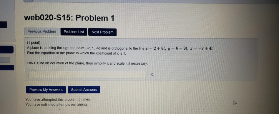 Solved web020-S15: Problem 1 Previous Problem Problem List | Chegg.com