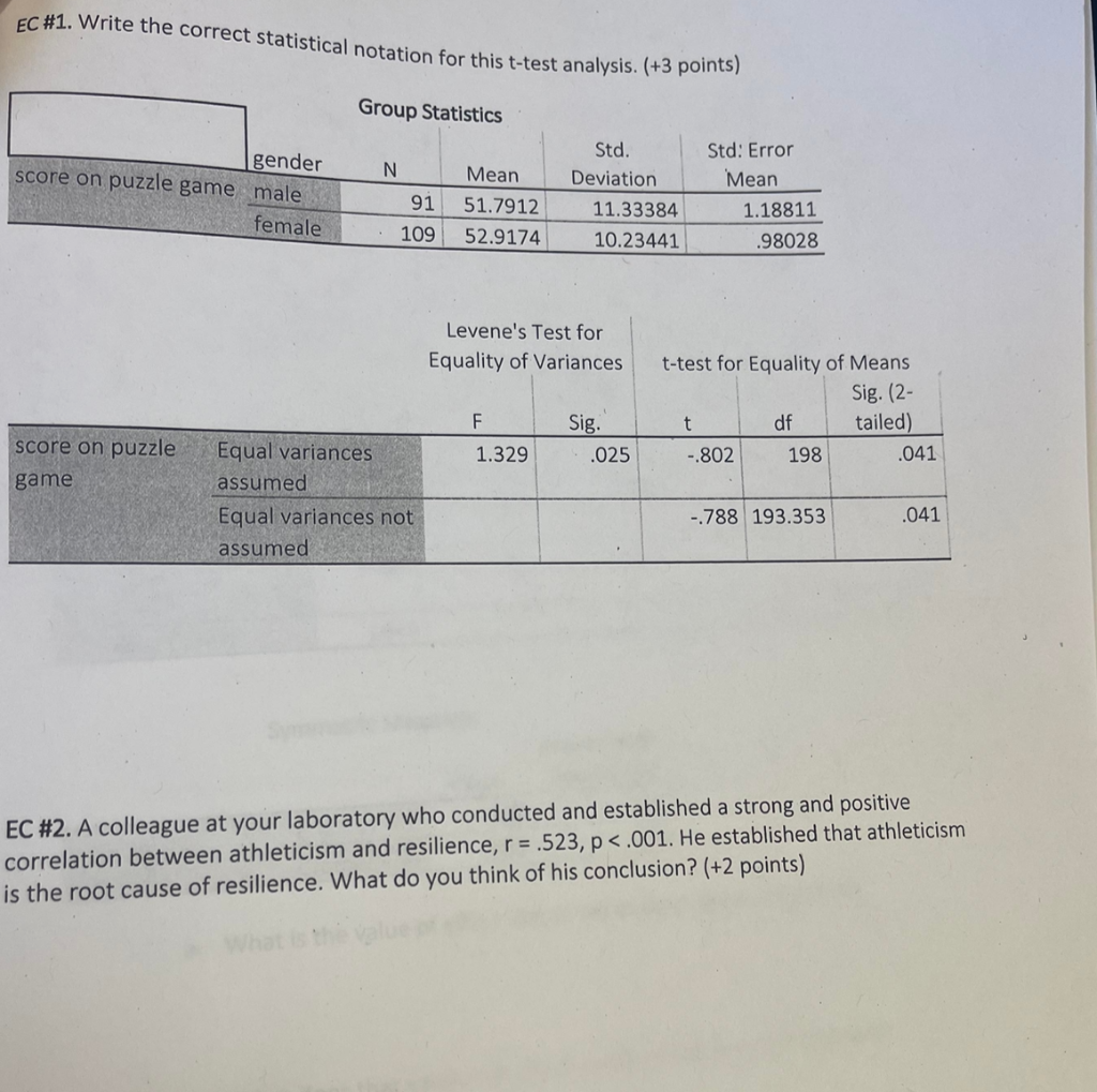 Solved EC #1. Write the correct statistical notation for | Chegg.com