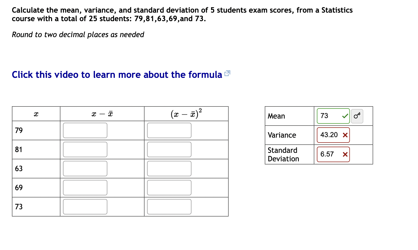 Solved Calculate the mean, variance, and standard deviation | Chegg.com