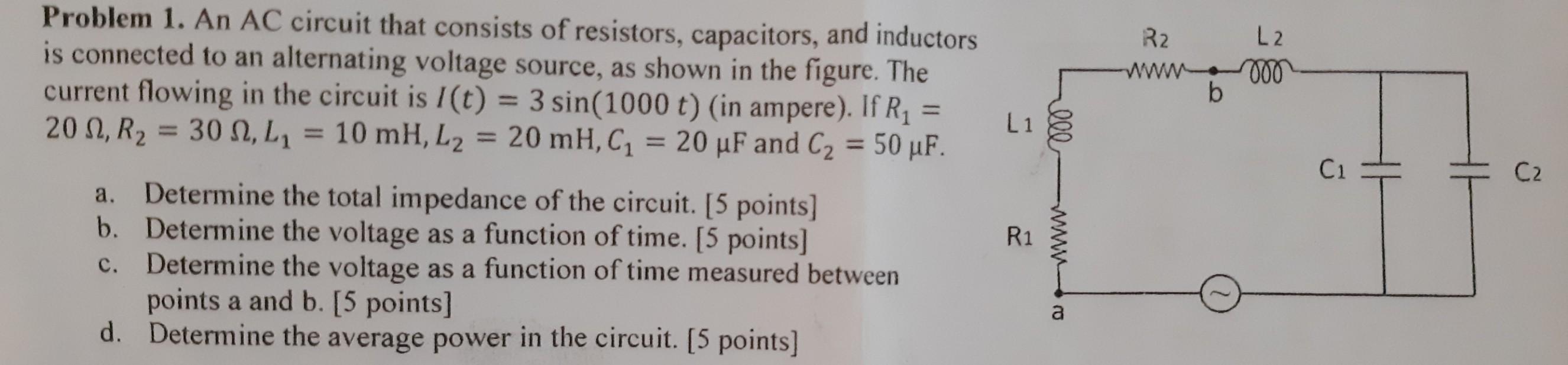 Solved Problem 1. An AC circuit that consists of resistors, | Chegg.com