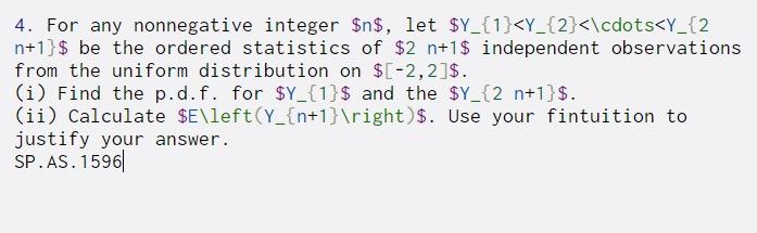 4. For any nonnegative integer $n$, let $Y_{1} | Chegg.com