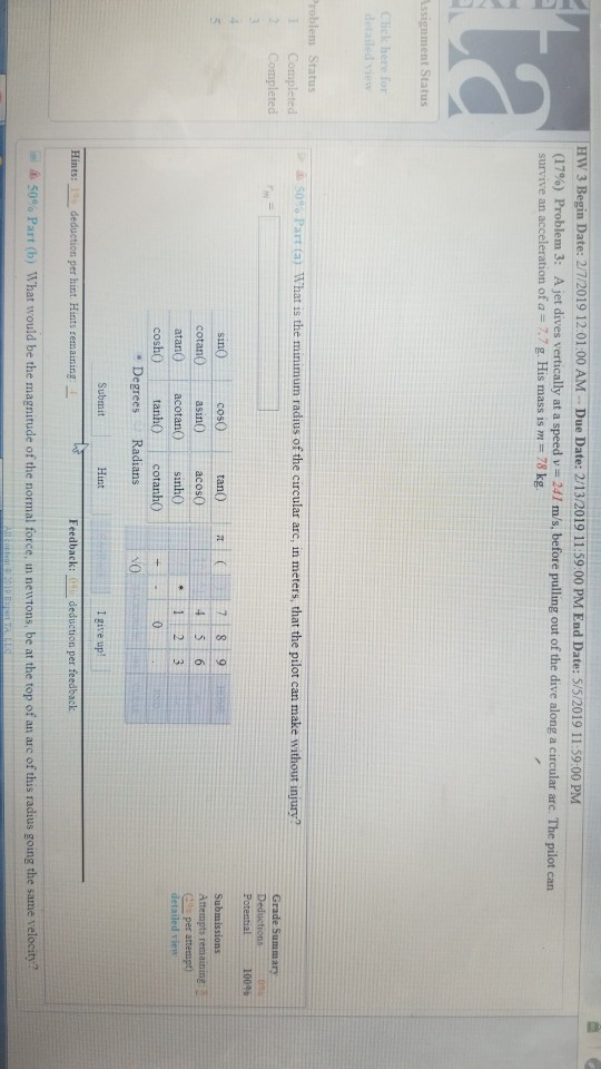 Solved HW 3 Begin Date: 2/7/2019 12:01.00 AM -Due Date: | Chegg.com