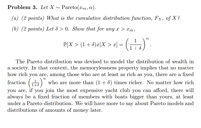 Solved 2 Pareto Distribution In class, you have seen the | Chegg.com