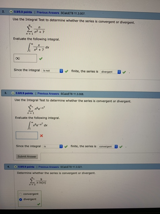 Solved 0.90.9 points l Previous Answers SCalcET8 11.3.007 | Chegg.com