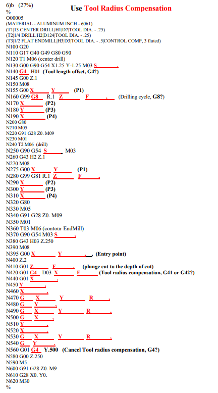 6) 33% Write a CNC program by using "G code | Chegg.com