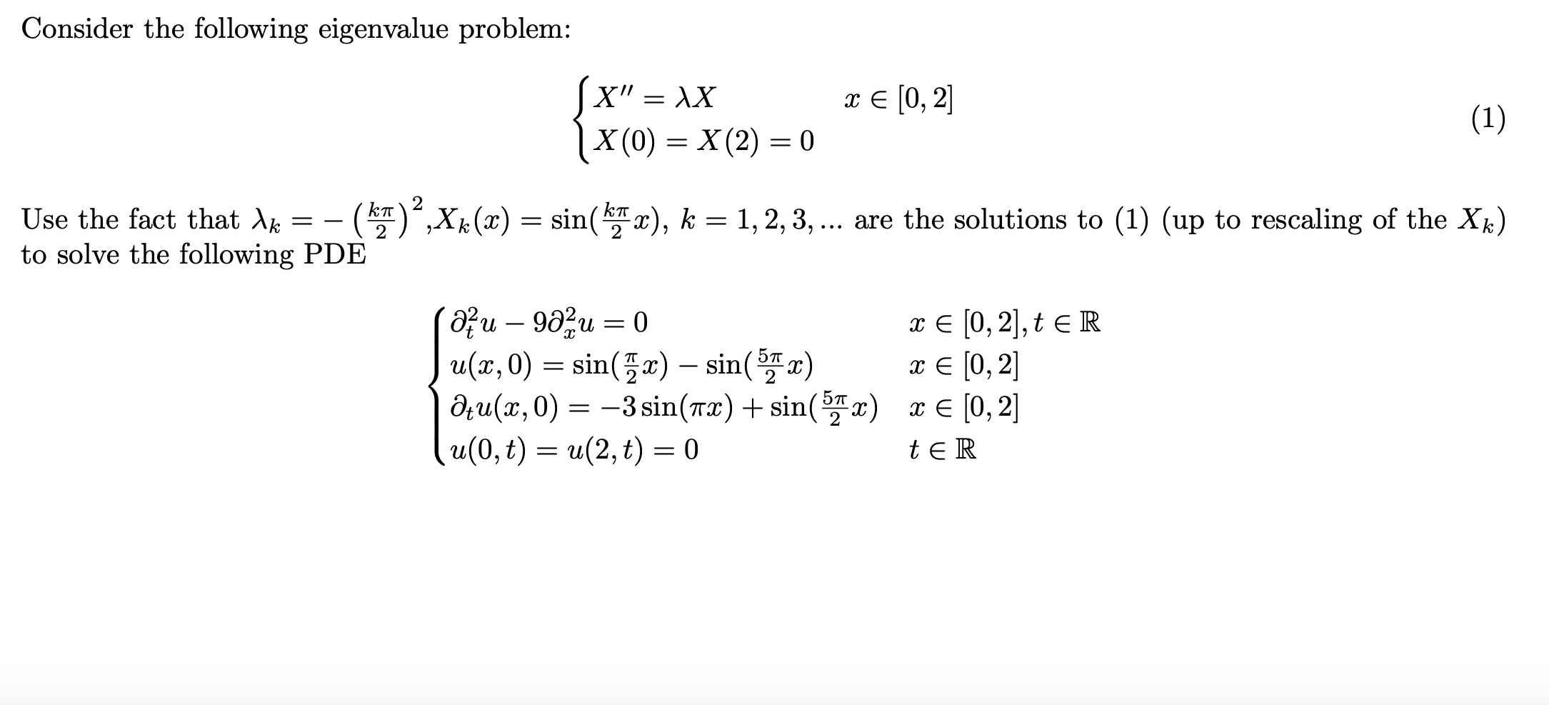 Solved Consider the following eigenvalue problem: \x" = X" = | Chegg.com