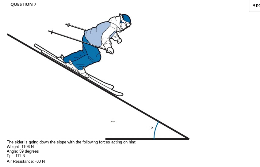 Solved QUESTION 7 The skier is going down the slope with the | Chegg.com