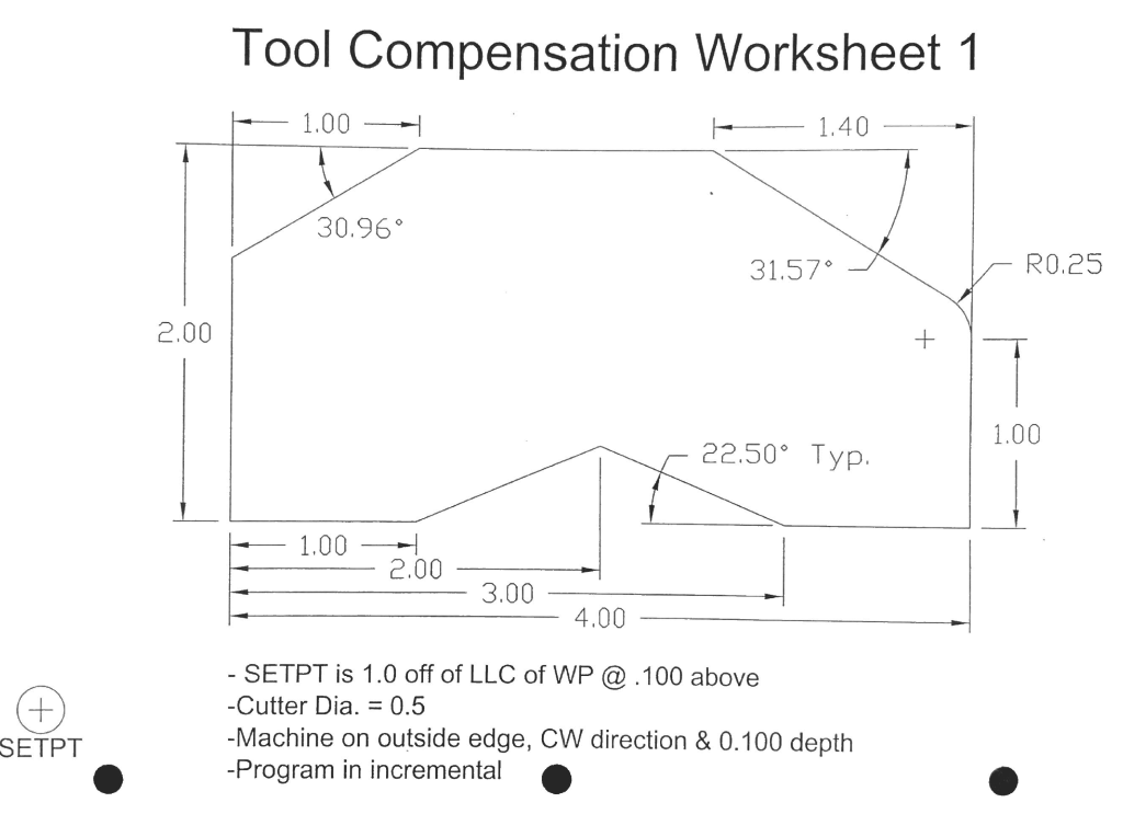 Solved Coul I get help calculating the tool compensation for | Chegg.com