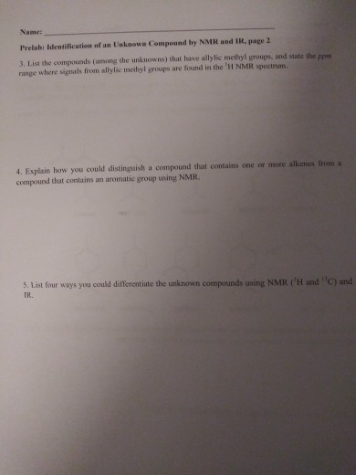 Solved CHEM 3402 Prelaboratory Assignment, Identification of | Chegg.com