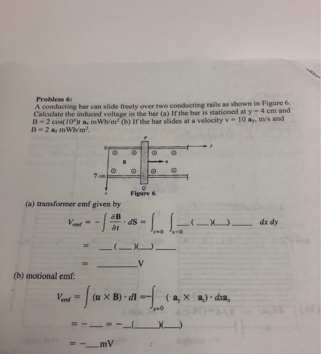Solved Problem 6: A conducting bar can slide freely over two | Chegg.com