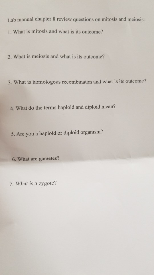 Solved Lab manual chapter 8 review questions on mitosis and | Chegg.com