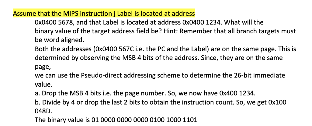 Solved Assume that the MIPS instruction j Label is located | Chegg.com