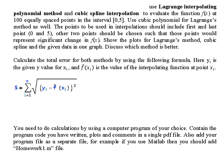 Solved use Lagrange interpolating polynomial method and | Chegg.com