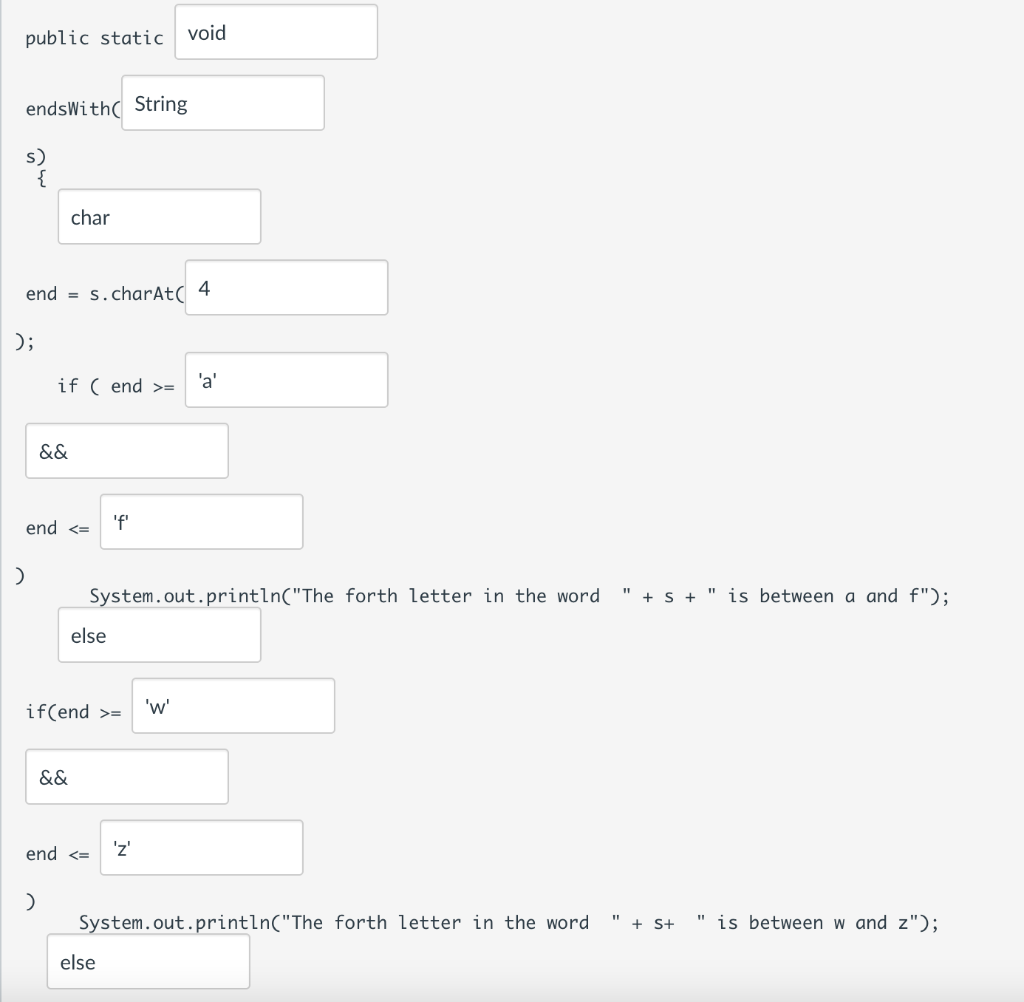 Solved The Following Method Named Endswith Is Suppose To Get