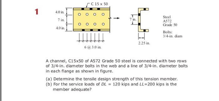 Solved C 15 x 50 4.0 in 7 in. 4.0 in Steel A572 Grade 50 | Chegg.com