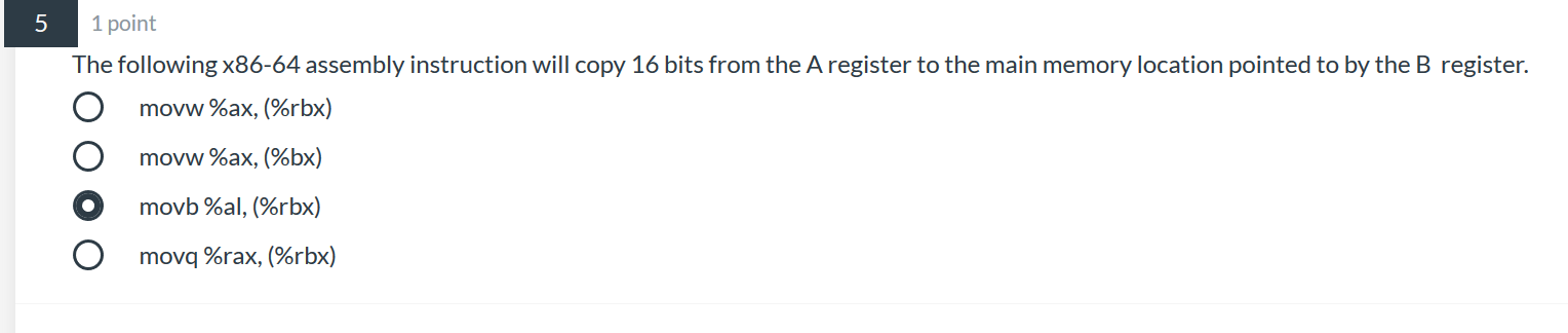 Solved 1 point What is the net effect of the following | Chegg.com