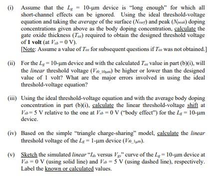 reference "long-channel" NMOS device gate length is | Chegg.com