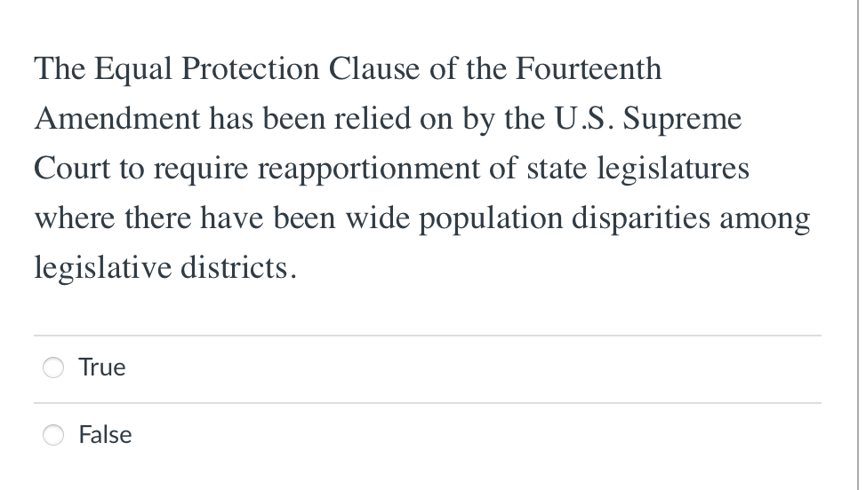 Solved The Equal Protection Clause of the Fourteenth | Chegg.com