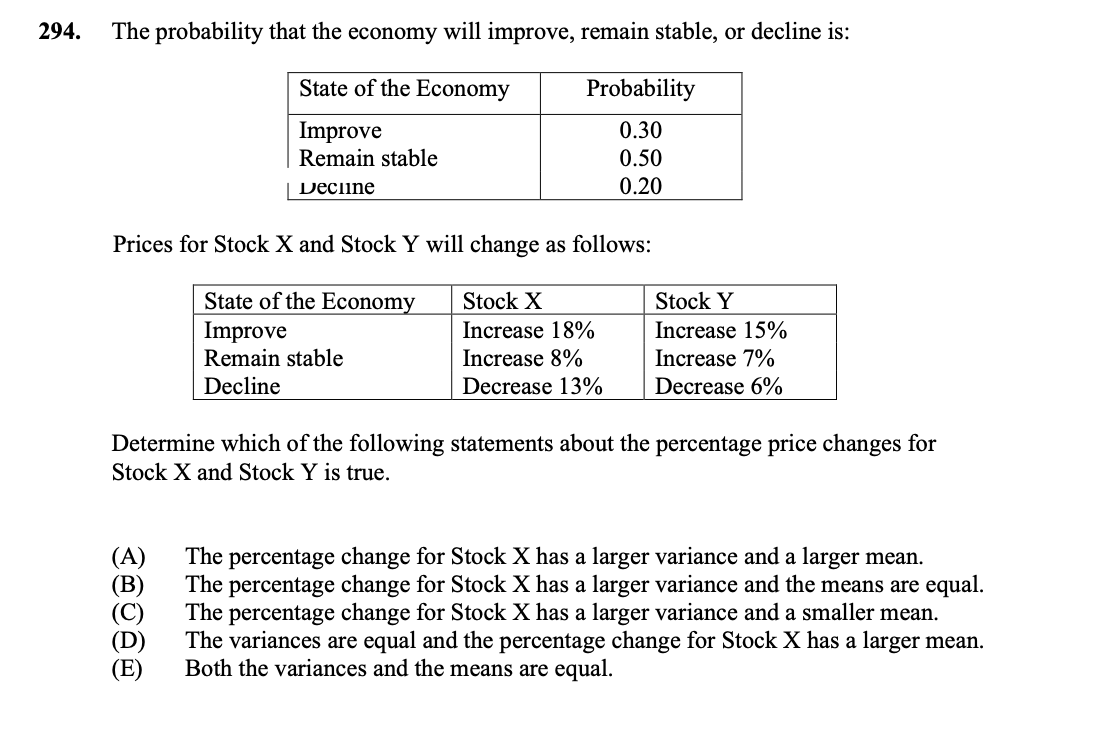 Solved 4. The probability that the economy will improve, | Chegg.com