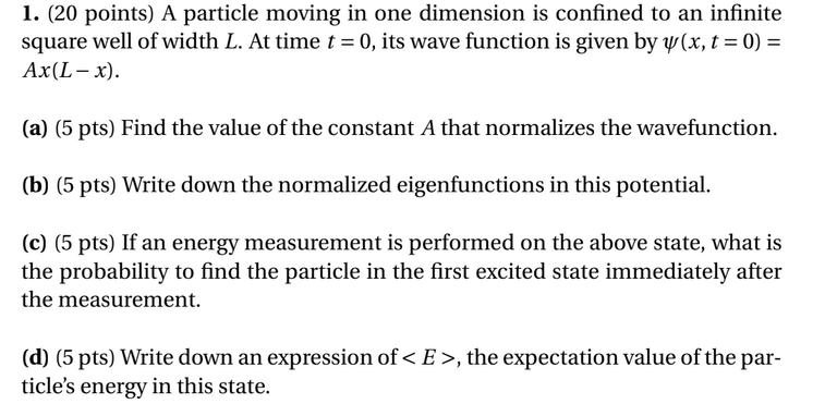 Solved 1. (20 points) A particle moving in one dimension is | Chegg.com