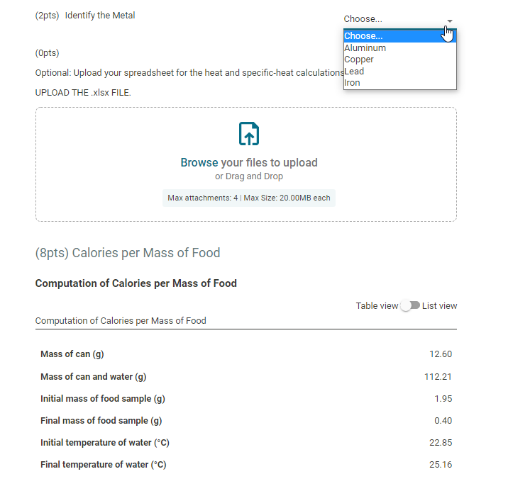 Solved Data And Report Submission - Energy And Specific Heat | Chegg.com