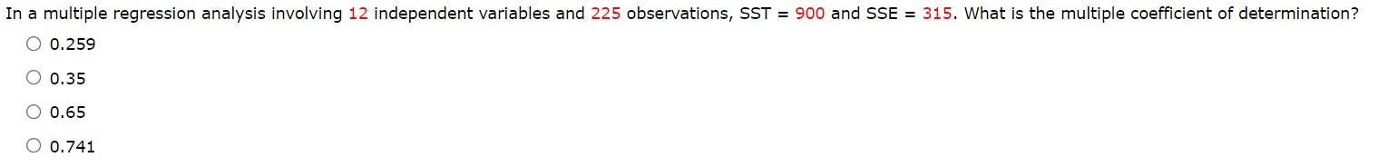 Solved In a multiple regression analysis involving 12 | Chegg.com