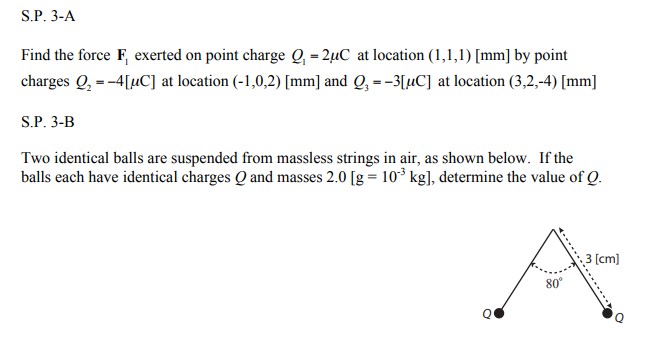 Solved Find the force F1 exerted on point charge Q1=2μC at | Chegg.com