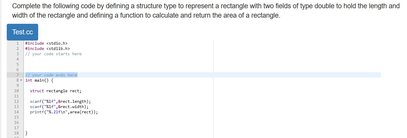 Solved Complete the following code by defining a structure | Chegg.com
