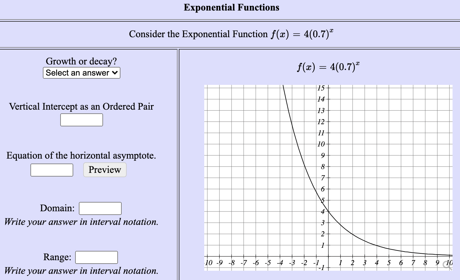 Solved Exponential Functions Consider the Exponential | Chegg.com