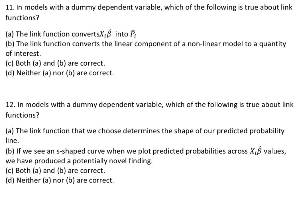 11. In models with a dummy dependent variable, which | Chegg.com