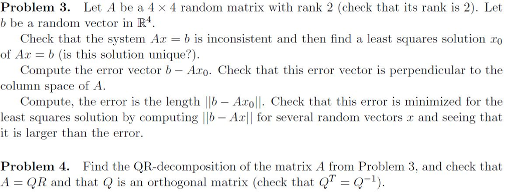 Solved MATLAB (Linear Algebra and it's application) | Chegg.com