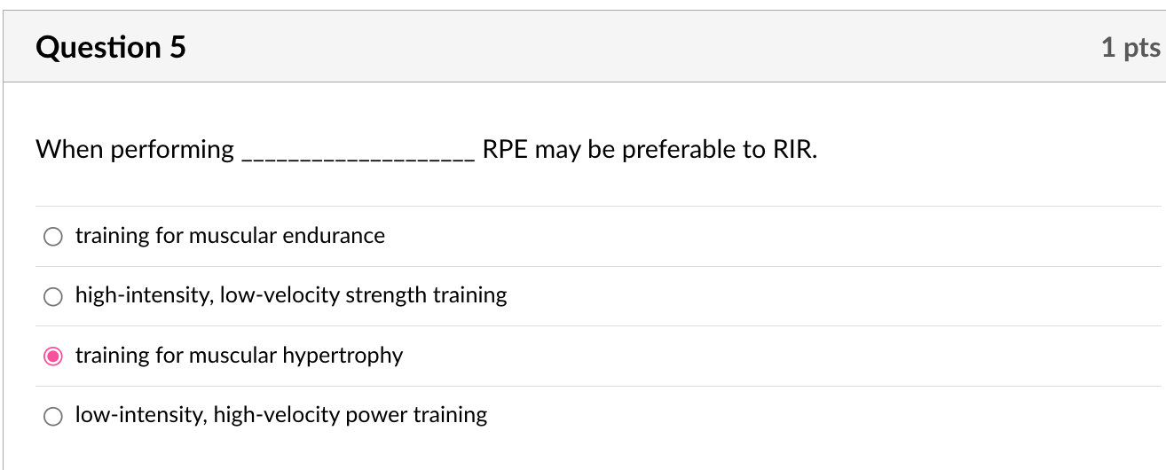 Solved When training for muscular hypertrophy, what RIR is | Chegg.com